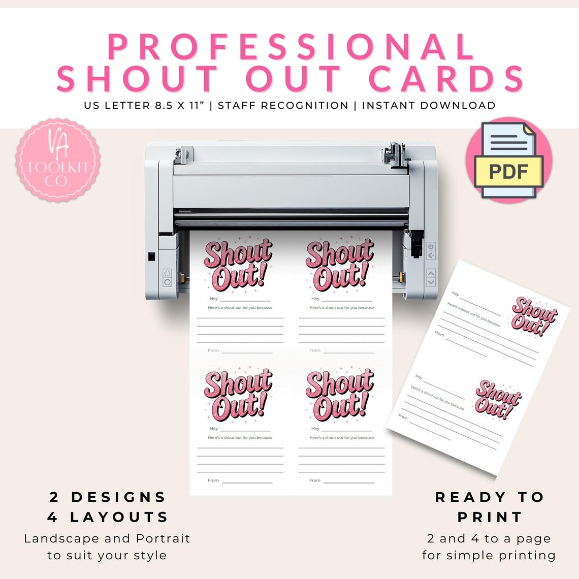 Staff Shout Out Cards for Employee Recognition, Printable Appreciation ...