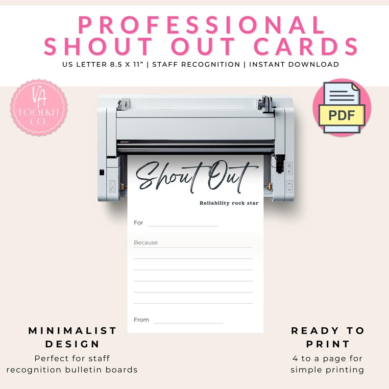Staff Shout Out Cards - Employee Engagement - Printable Templates ...