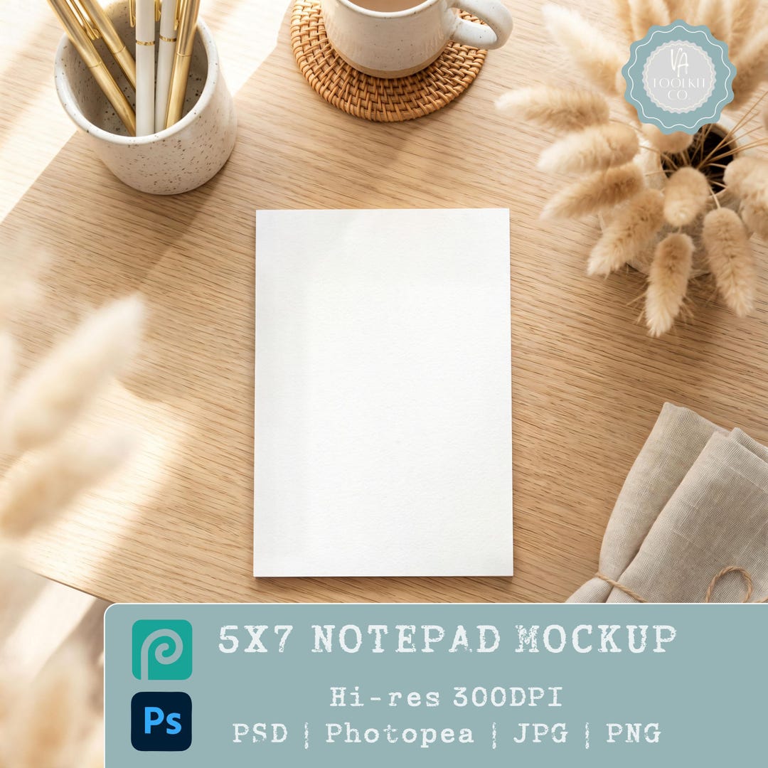 5X7 Note Pad Mockup, Custom Notepad Design, Realistic Paper Pad Mockup ...