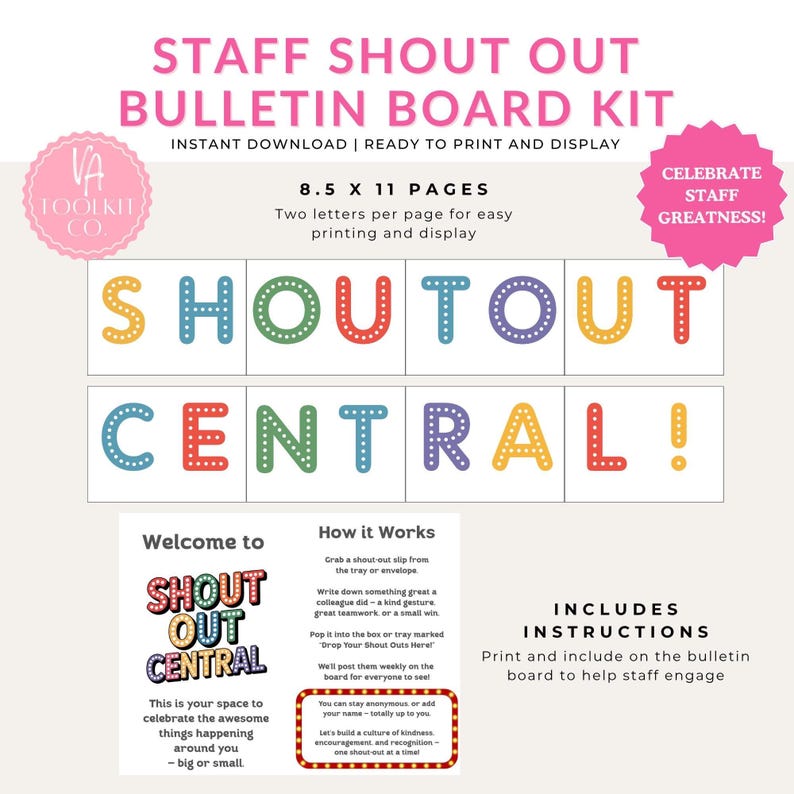 Staff Shout Out Board, Employee Recognition Bulletin, Staff ...