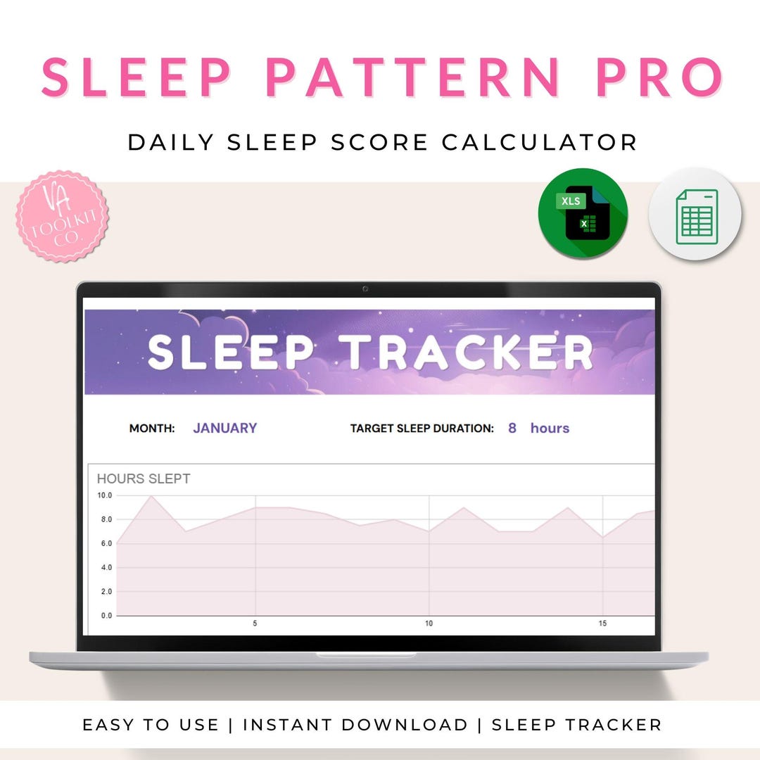 Sleep Tracker Google Sheets - Excel - Monthly Sleep Log - Sleep Quality ...