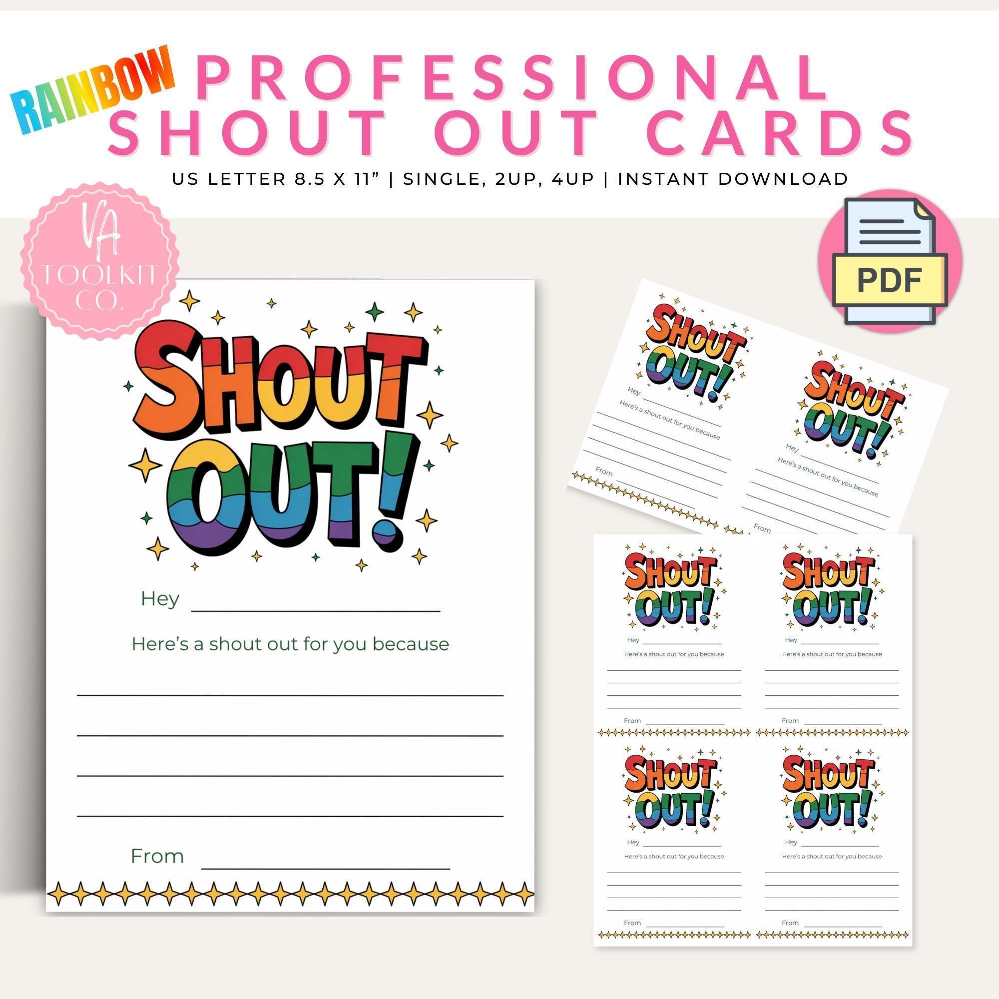 Employee Shout Out Cards for Staff Recognition, Printable Appreciation ...