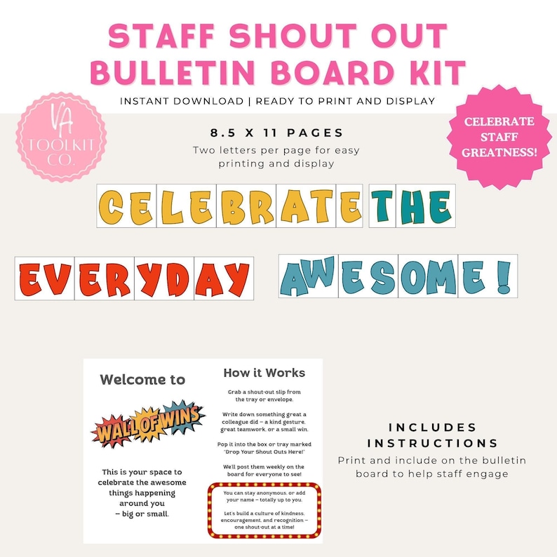 Employee Recognition Bulletin Board – Retro Pop Staff Appreciation ...