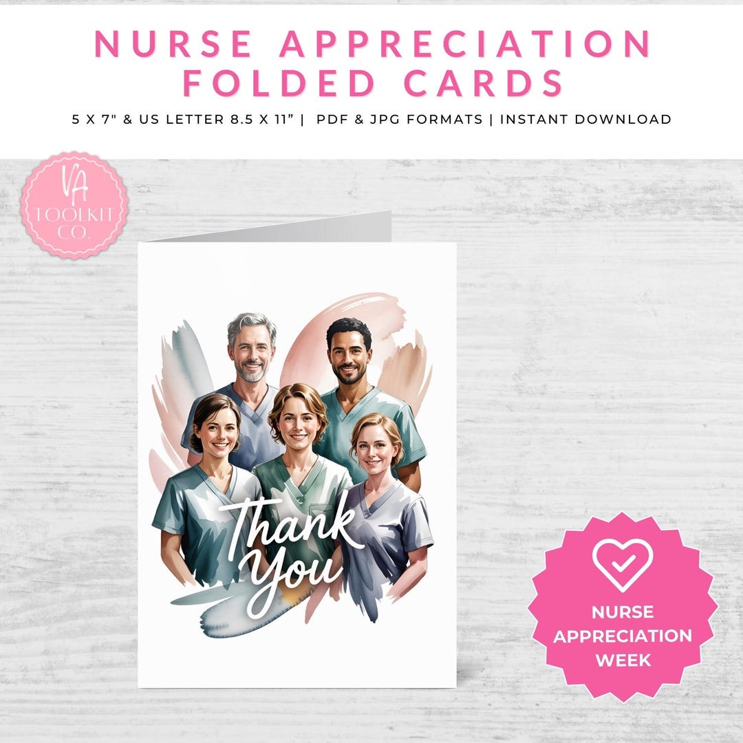 Nurse Appreciation Printable Card | 5x7 Folded Thank You Card ...