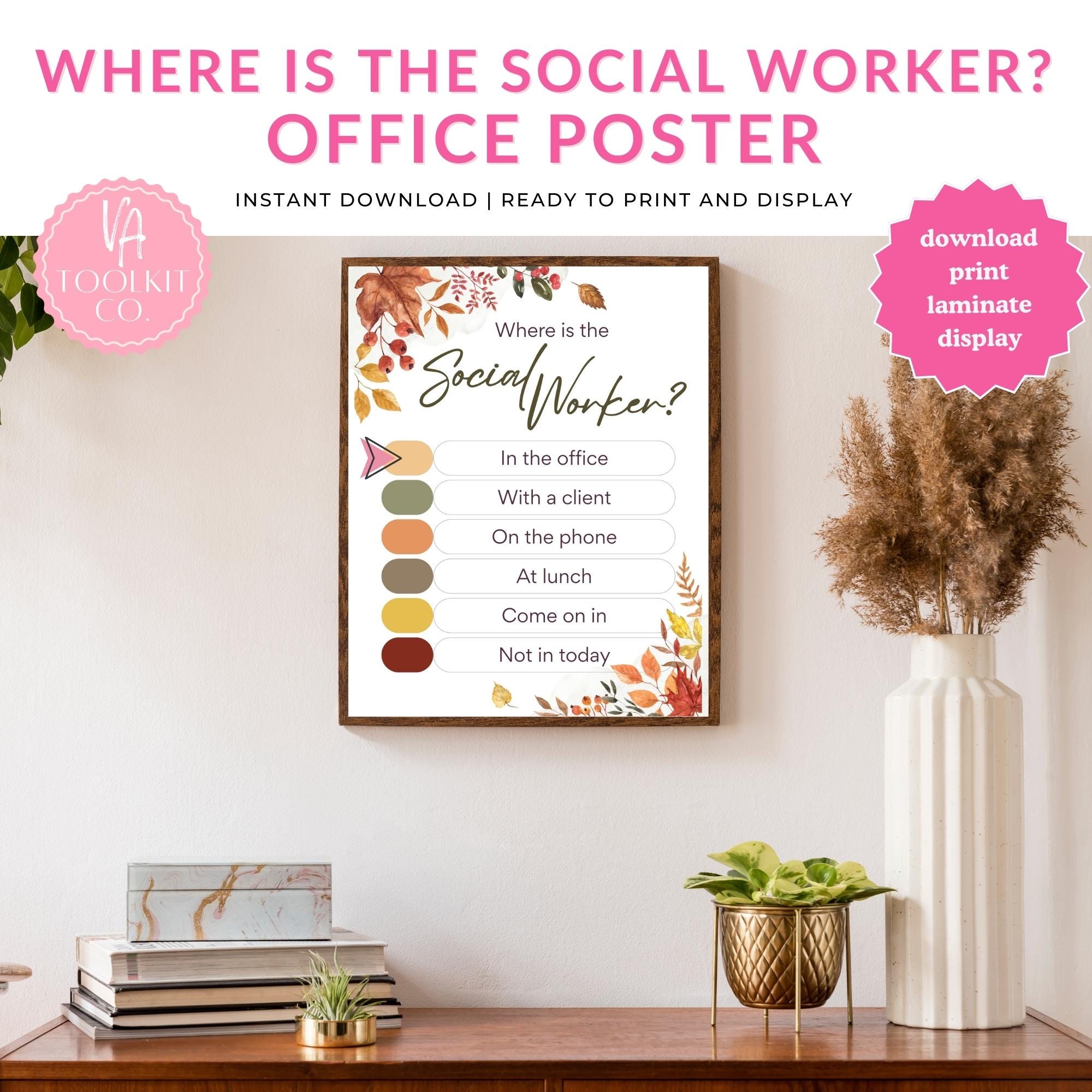 Where is Social Worker Door Sign, Printable Office Decor, Desk Sign ...