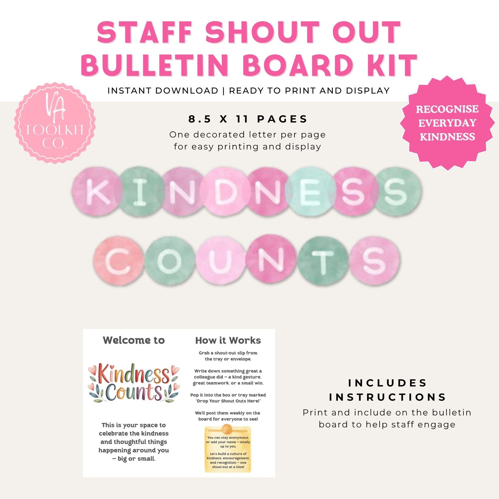 Staff Shout Out Bulletin Board Kit | Employee Recognition Board ...