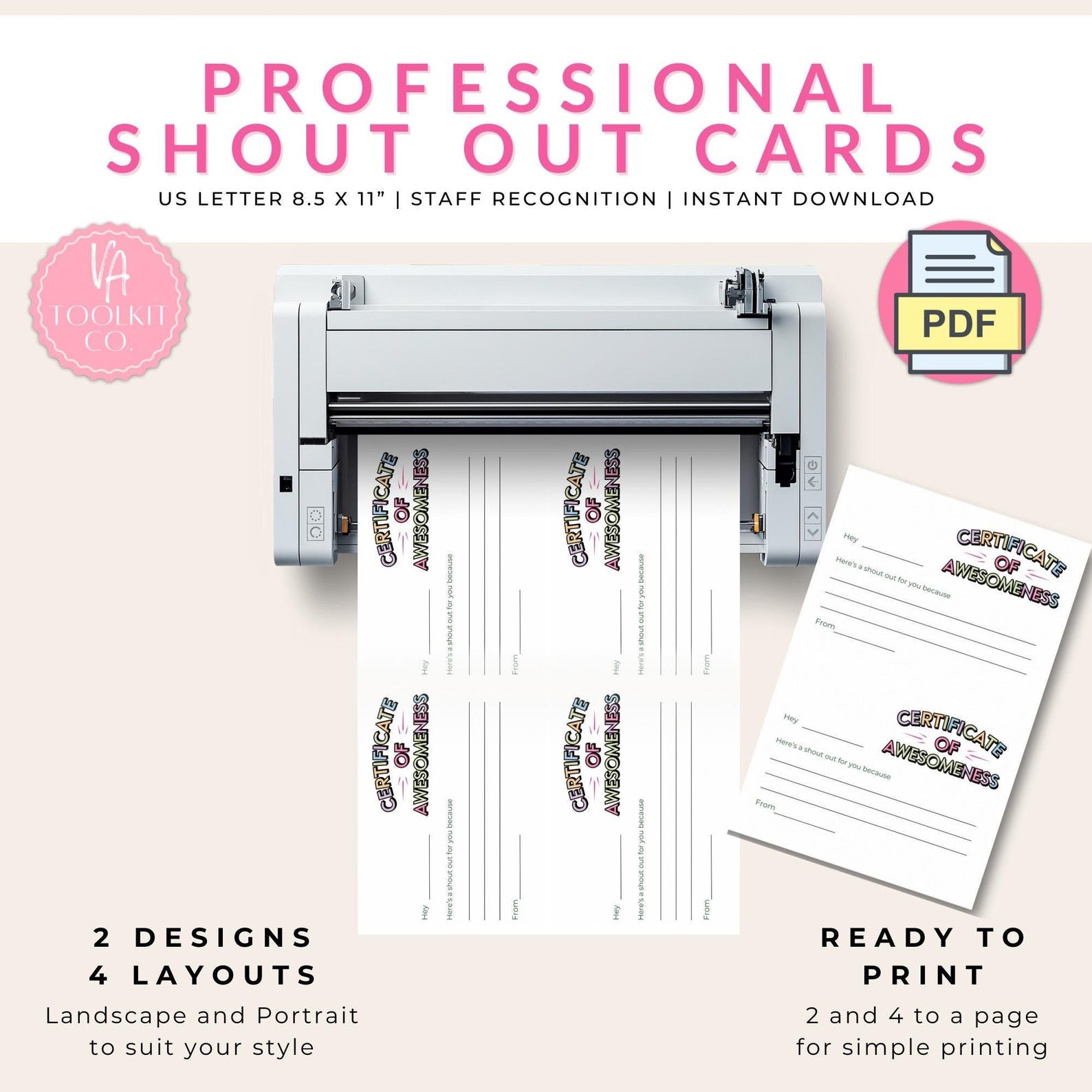Employee Shout Out Cards for Staff Recognition, Printable Appreciation ...