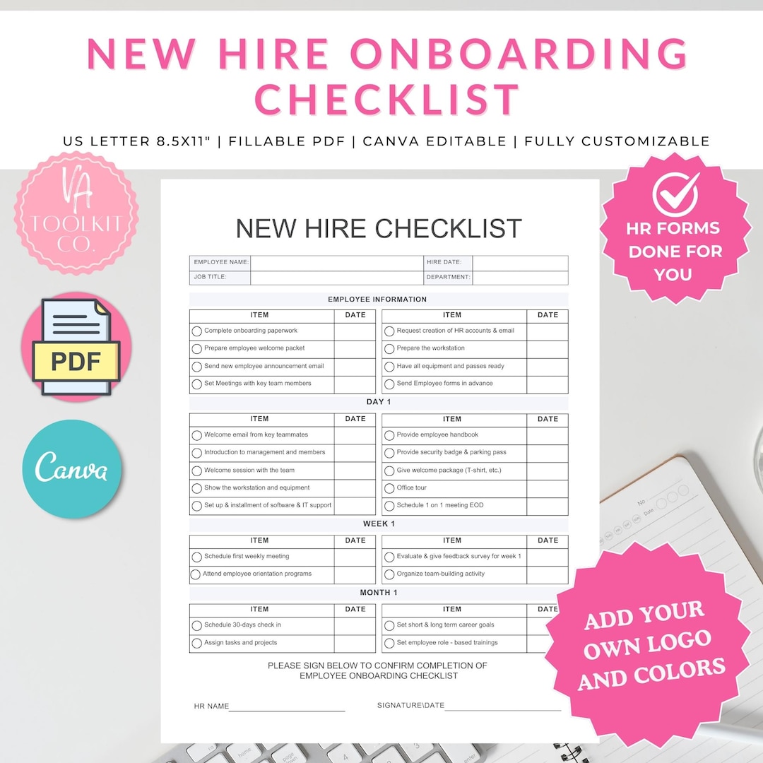 Employee Onboarding Template, New Hire Checklist, Editable Employee ...