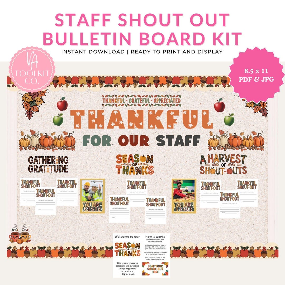 Employee Recognition Bulletin Board – Thanksgiving Staff Appreciation ...