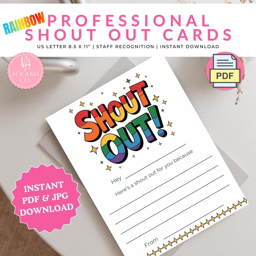Employee Shout Out Cards for Staff Recognition, Printable Appreciation ...