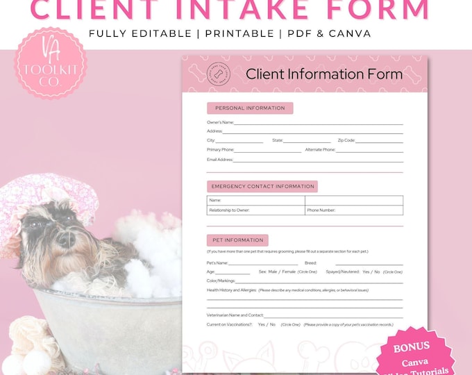 Client Intake Form - Editable - Social Media Management - Digital ...