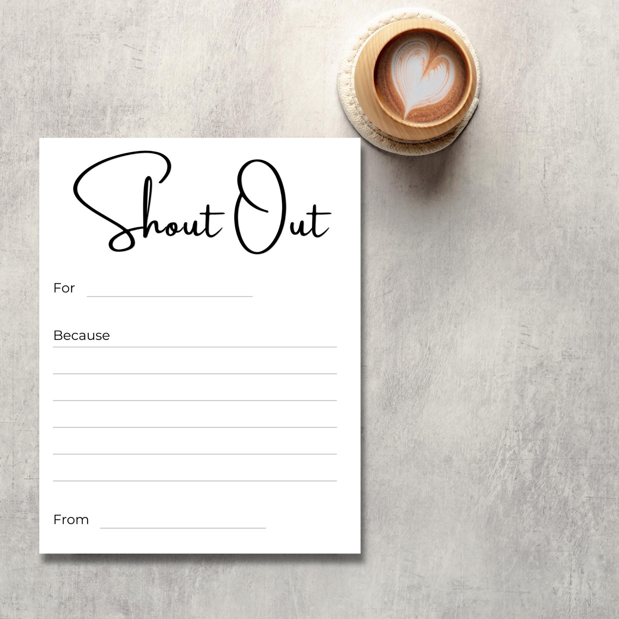 Staff Shout Out Cards - Employee Engagement - Printable Templates ...