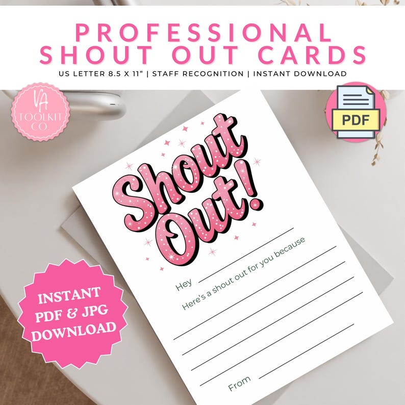 Staff Shout Out Cards for Employee Recognition, Printable Appreciation ...