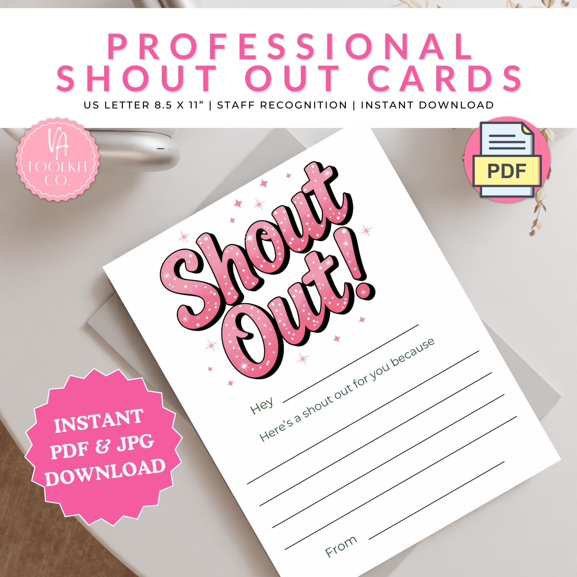 Staff Shout Out Cards for Employee Recognition, Printable Appreciation ...