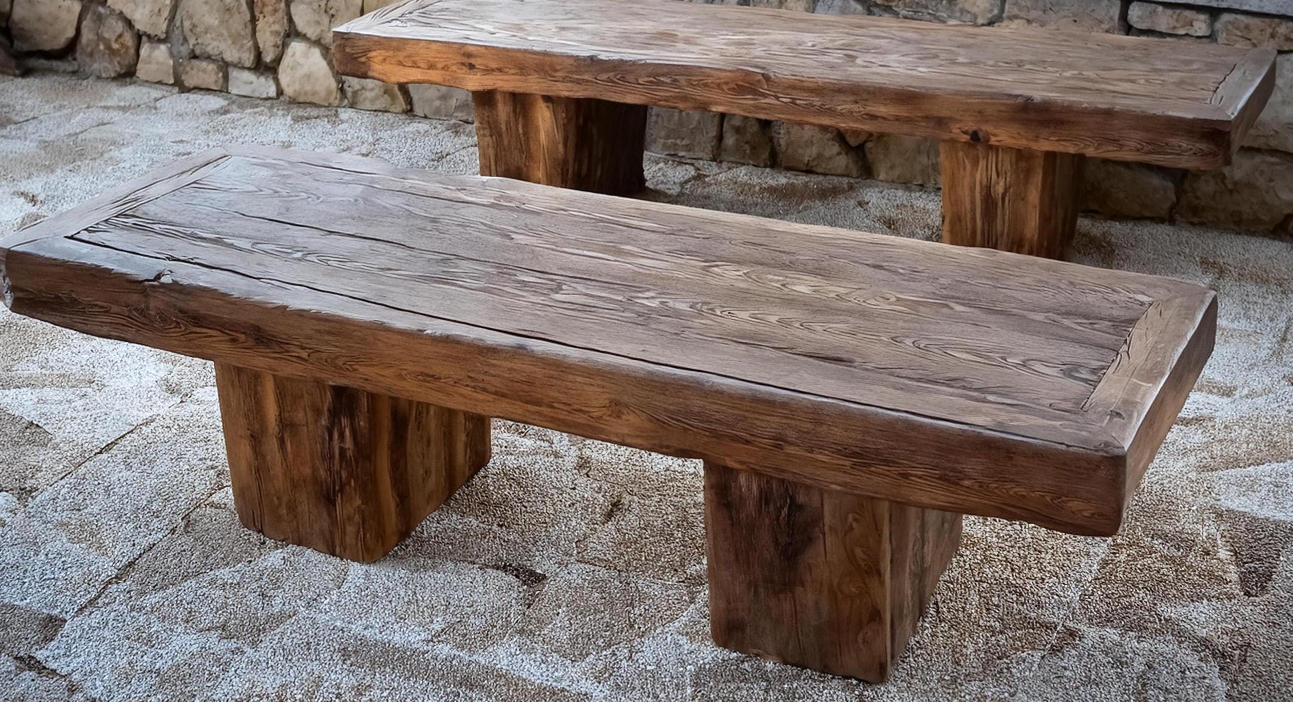 Rustic Solid Wood Bench | Handmade Farmhouse Entryway Seat - Etsy