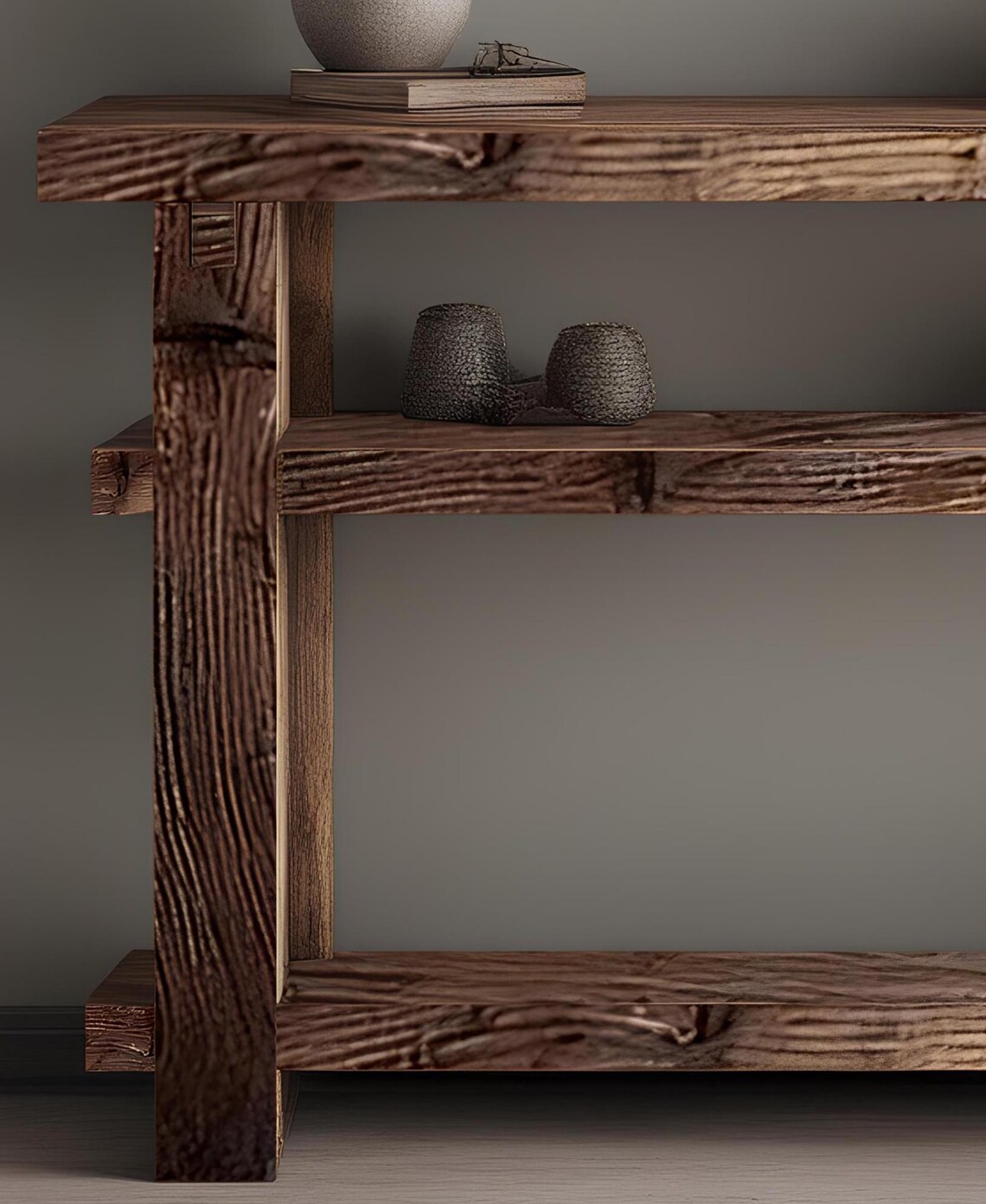 Rustic Solid Wood Console table | Handmade Farmhouse Entryway Table - Etsy