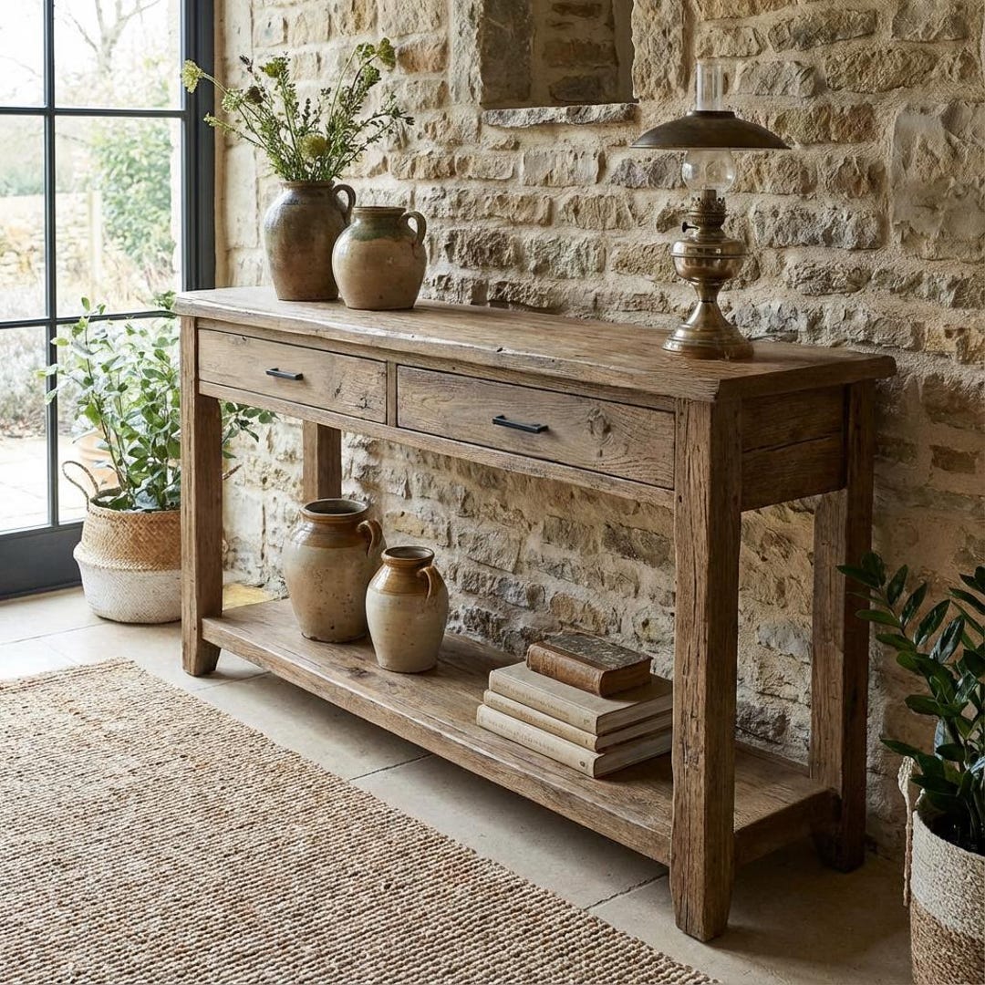 Rustic Solid Wood Console table | Handmade Farmhouse Entryway Table - Etsy