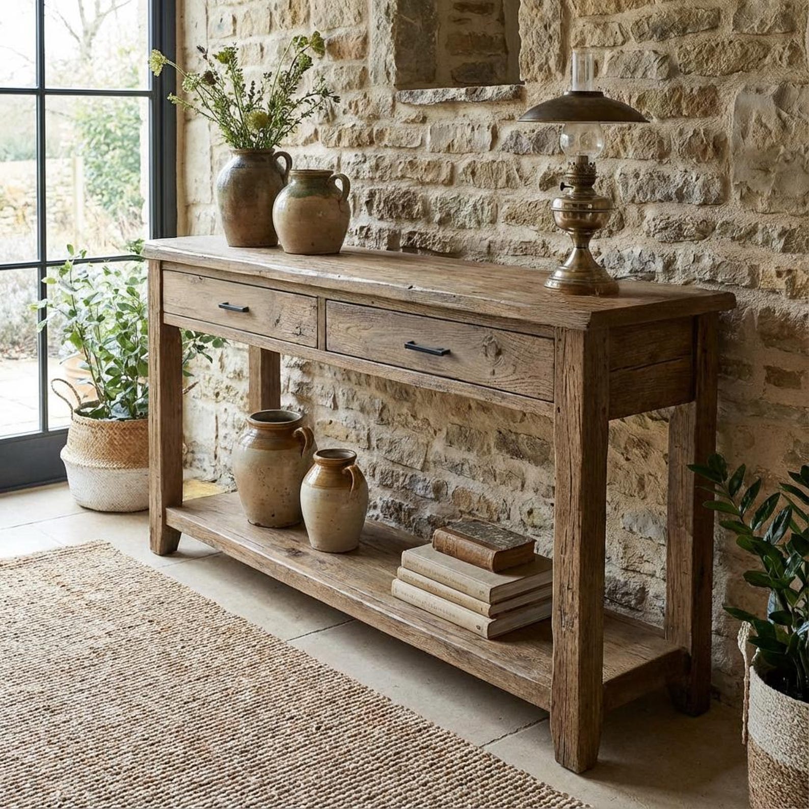 Rustic Solid Wood Console table | Handmade Farmhouse Entryway Table - Etsy
