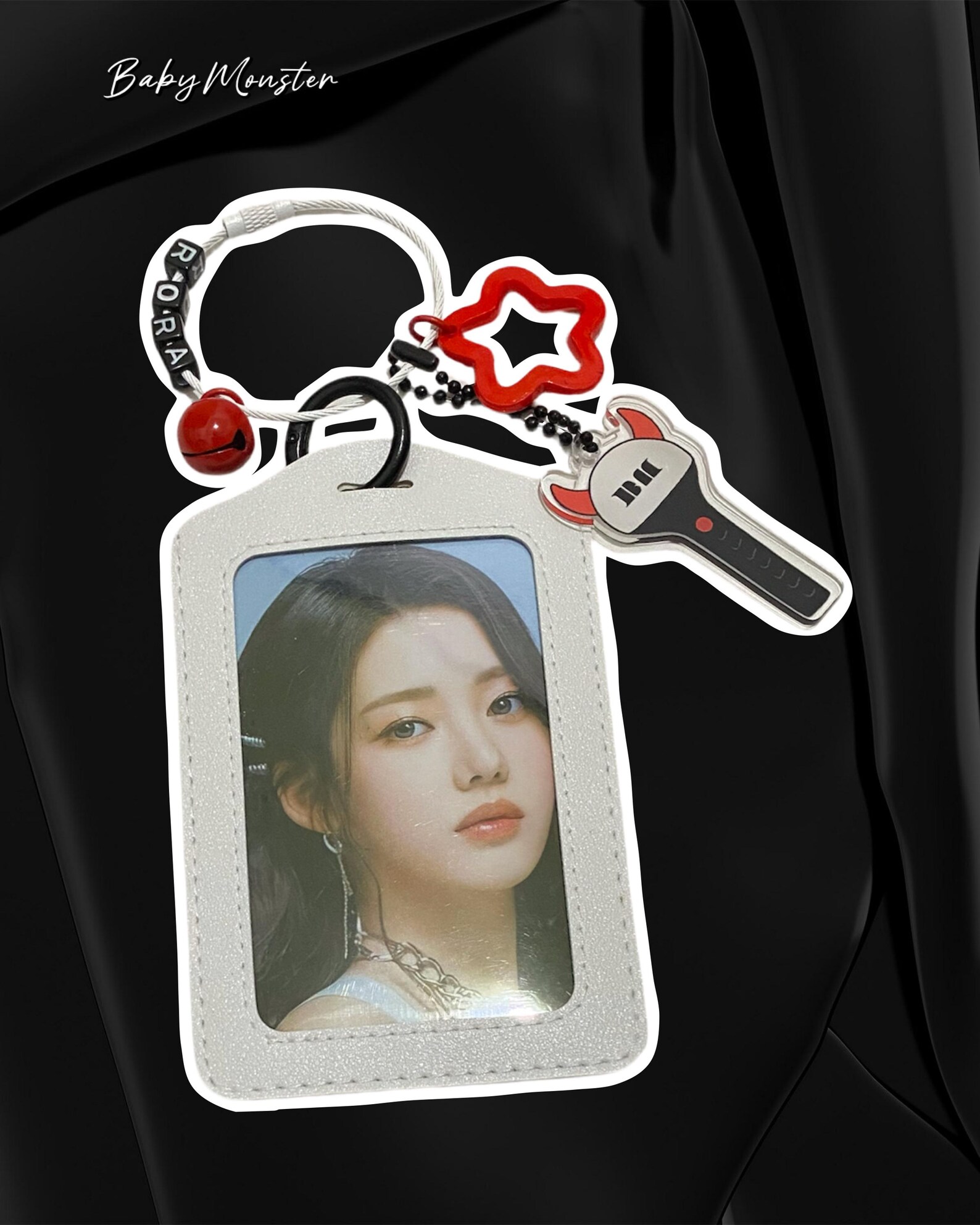 BABYMONSTER White Photocard Holder Keychain, Babymonster Lightstick ...