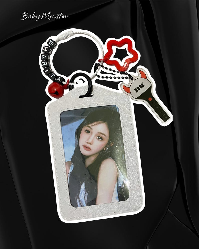BABYMONSTER White Photocard Holder Keychain, Babymonster Lightstick ...