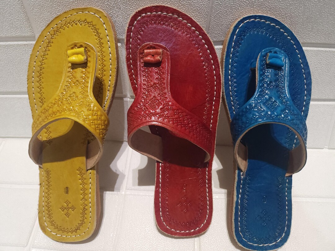 Set of 3 Handmade Moroccan Leather Sandals for Women – Traditional ...