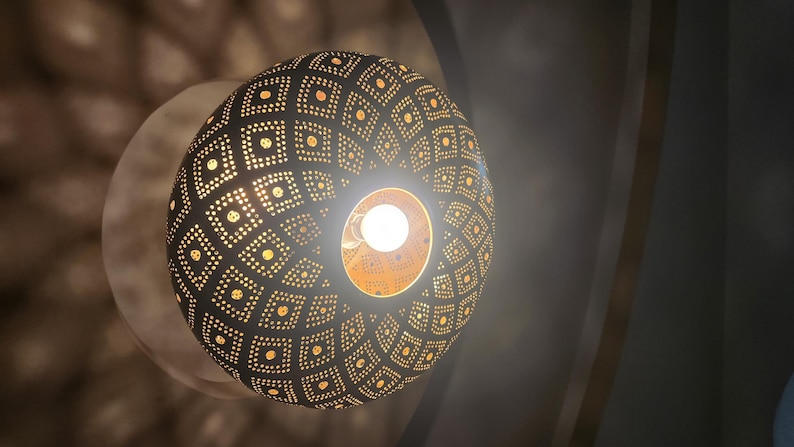 Moroccan Brass Ceiling Light Fixture – Handmade Perforated Oriental ...