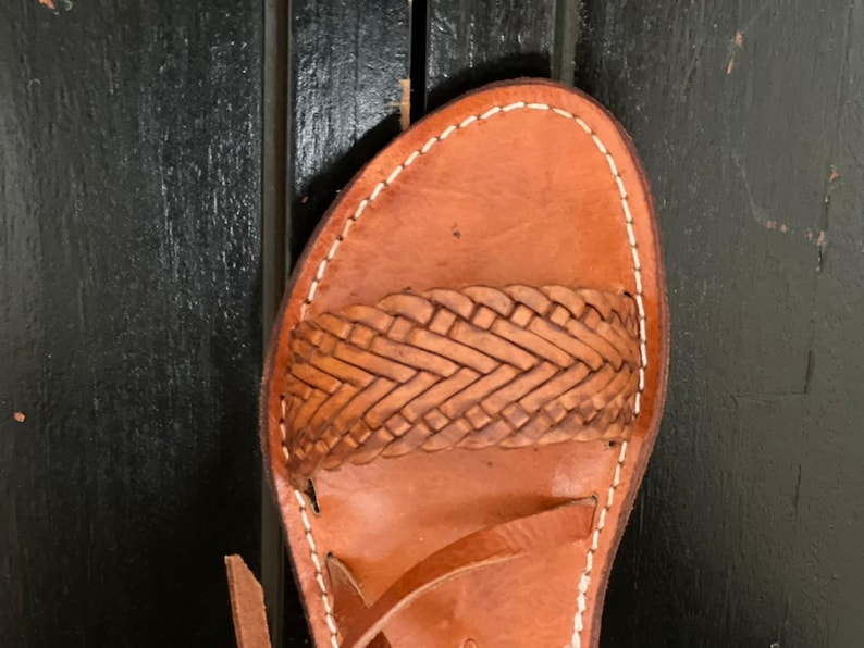 Handmade Moroccan Leather Sandals Women – Brown Flat Strappy Toe Loop ...