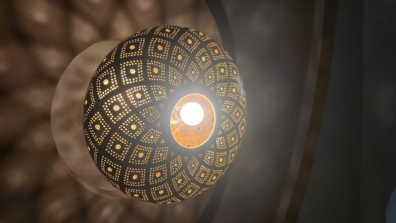 Moroccan Brass Ceiling Light Fixture – Handmade Perforated Oriental ...