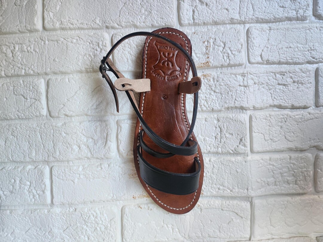 Handmade Moroccan Black Leather Sandals - Women's Summer Shoes ...