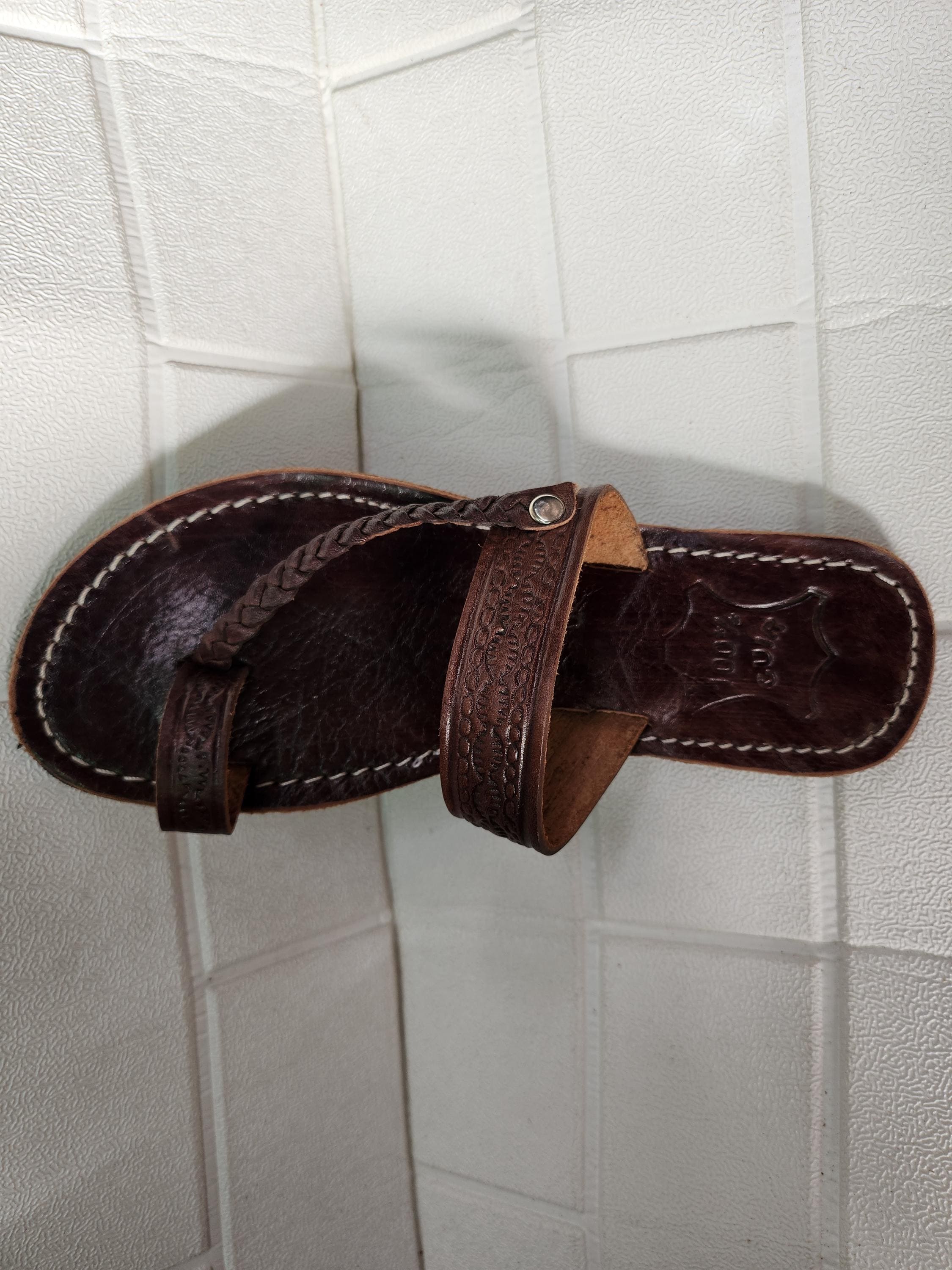 Handmade Moroccan Leather Sandals for Women - Brown Gladiator Babouche ...