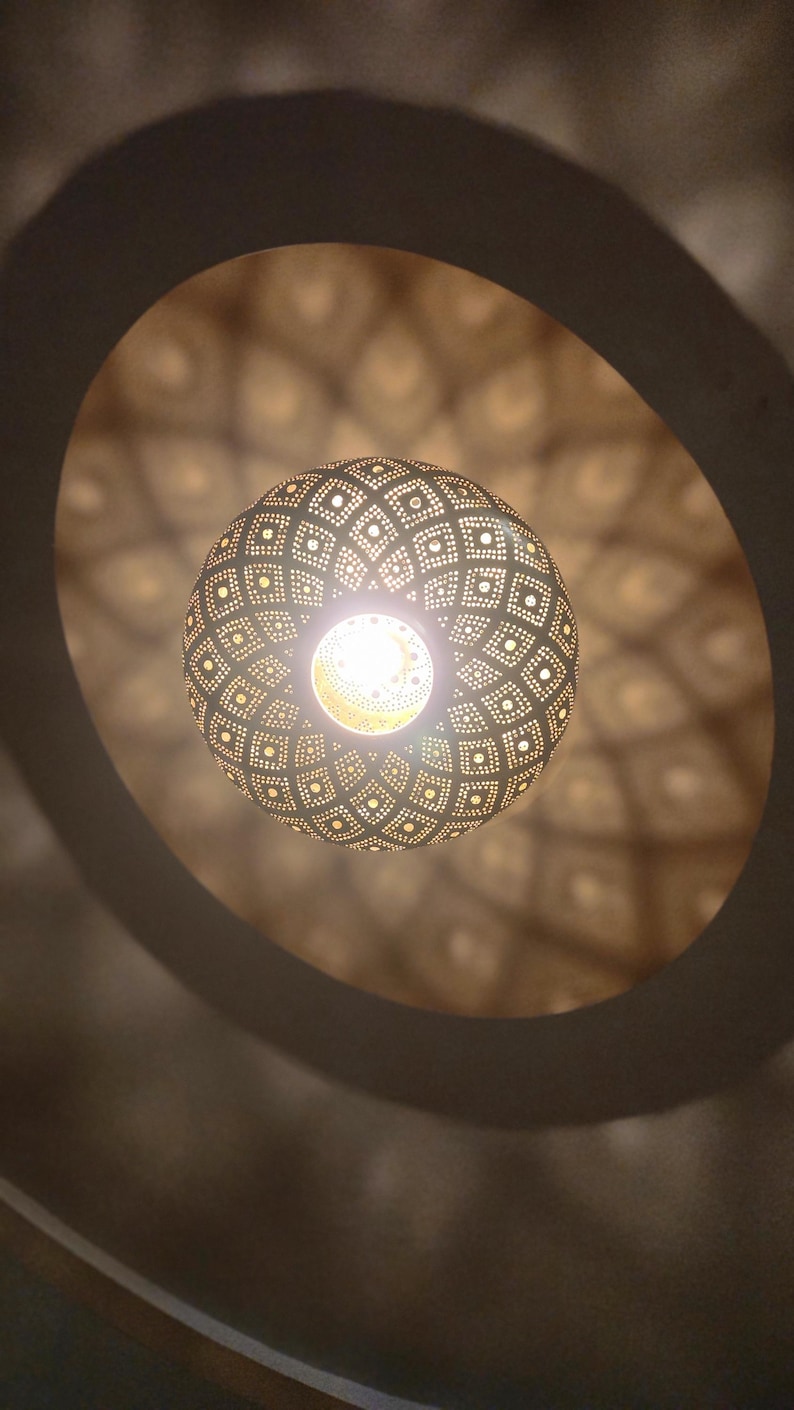 Moroccan Brass Ceiling Light Fixture – Handmade Perforated Oriental ...