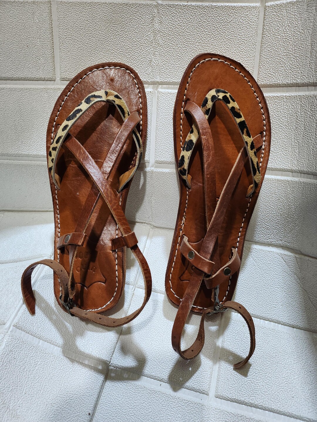Handmade Moroccan Leather Sandals for Women - Brown Flat Sandals ...