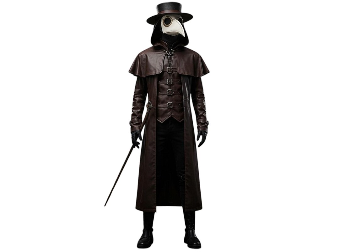 Plague Doctor Costume Coat | Gothic Steampunk Leather Trench ...