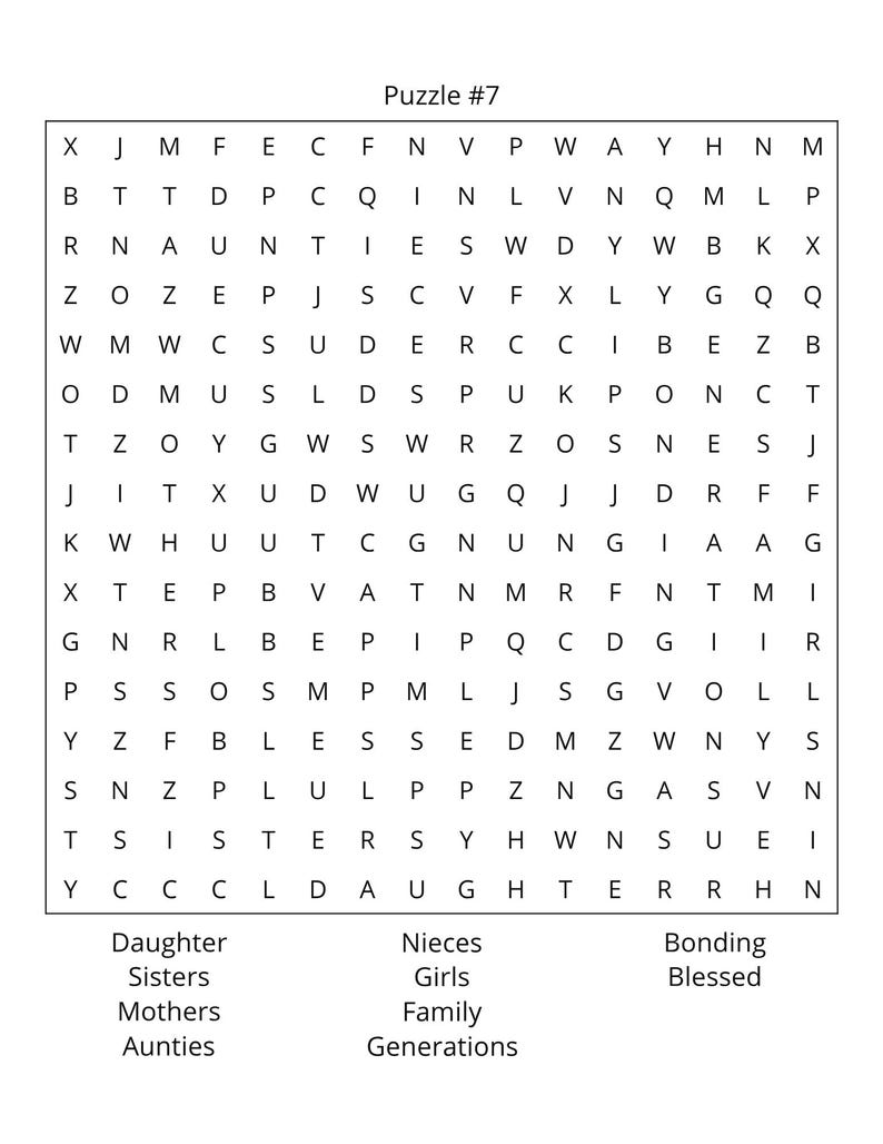 Sisters Word Search Puzzles - Printable Book of Family Puzzle Games ...