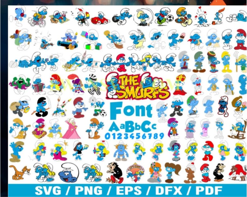 1030 Smurfs Bundle Svg, Smurfs Svg, Mega Bundle Smurfs Png, Smurfs Cut ...
