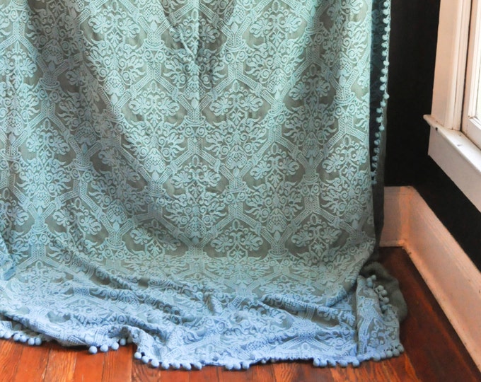 Vintage 1970s Brocade Bedspread in Teal Pennys - Etsy