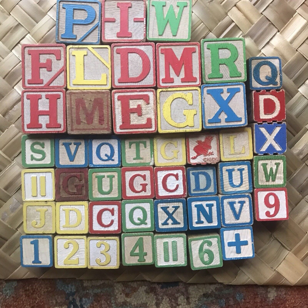 Wooden Alphabet 42 Blocks LOT Wood Abcs 123s Toy Vintage Mixed Lot - Etsy