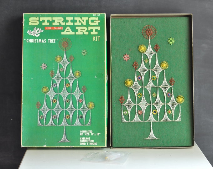 Vintage String Art Handmade Christmas Tree Project in Original Box - Etsy