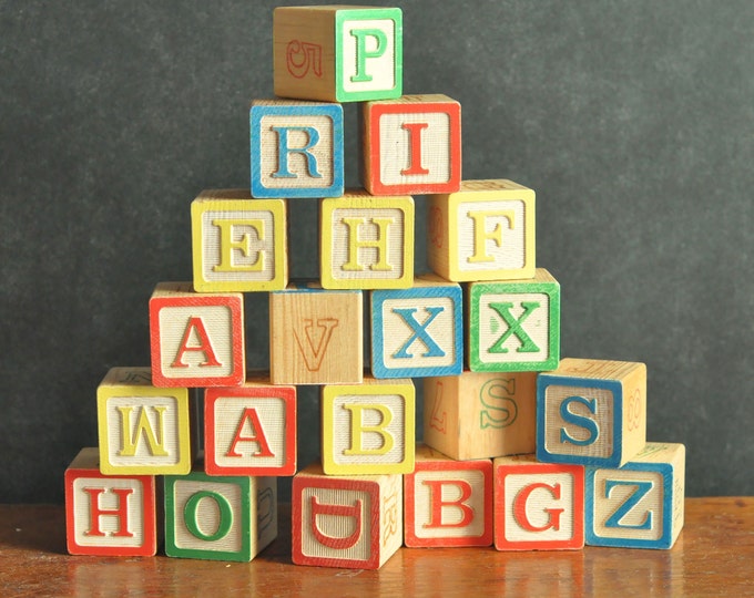Vintage Alphabet Blocks Set of 22 Antique Learning Toy - Etsy