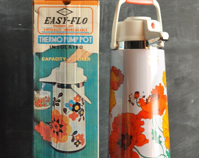 Vintage Poppies Press Pot Thermo Pump Pot Hot or Cold Drink Dispenser ...