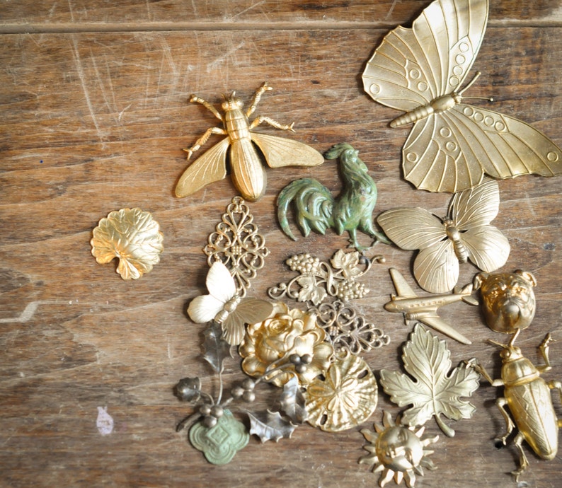 2 Metal Leaf Brass Stamping Findings Craft Projects Jewelry Design ...