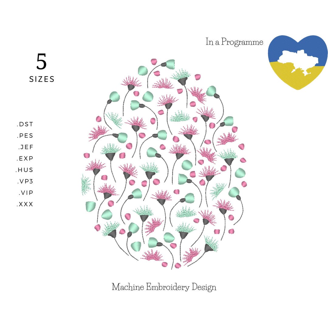 Easter Egg Machine Embroidery Design - Floral Easter Egg Embroidery ...