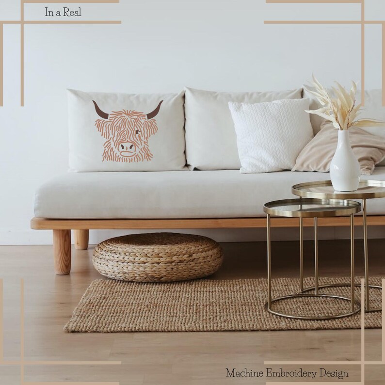 Highland Cow Machine Embroidery Design - Highland Cattle Embroidery ...