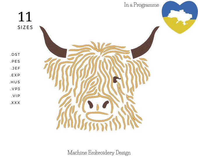 Highland Cow Machine Embroidery Files - Etsy Canada