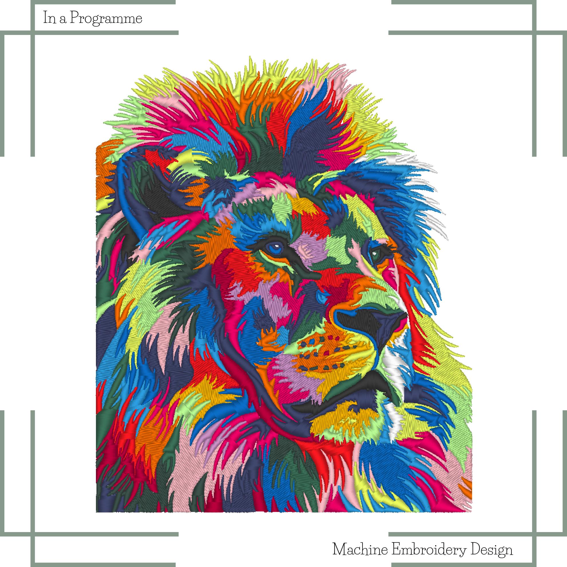 Lion Machine Embroidery Design - Colorful Lion Face Machine Embroidery ...