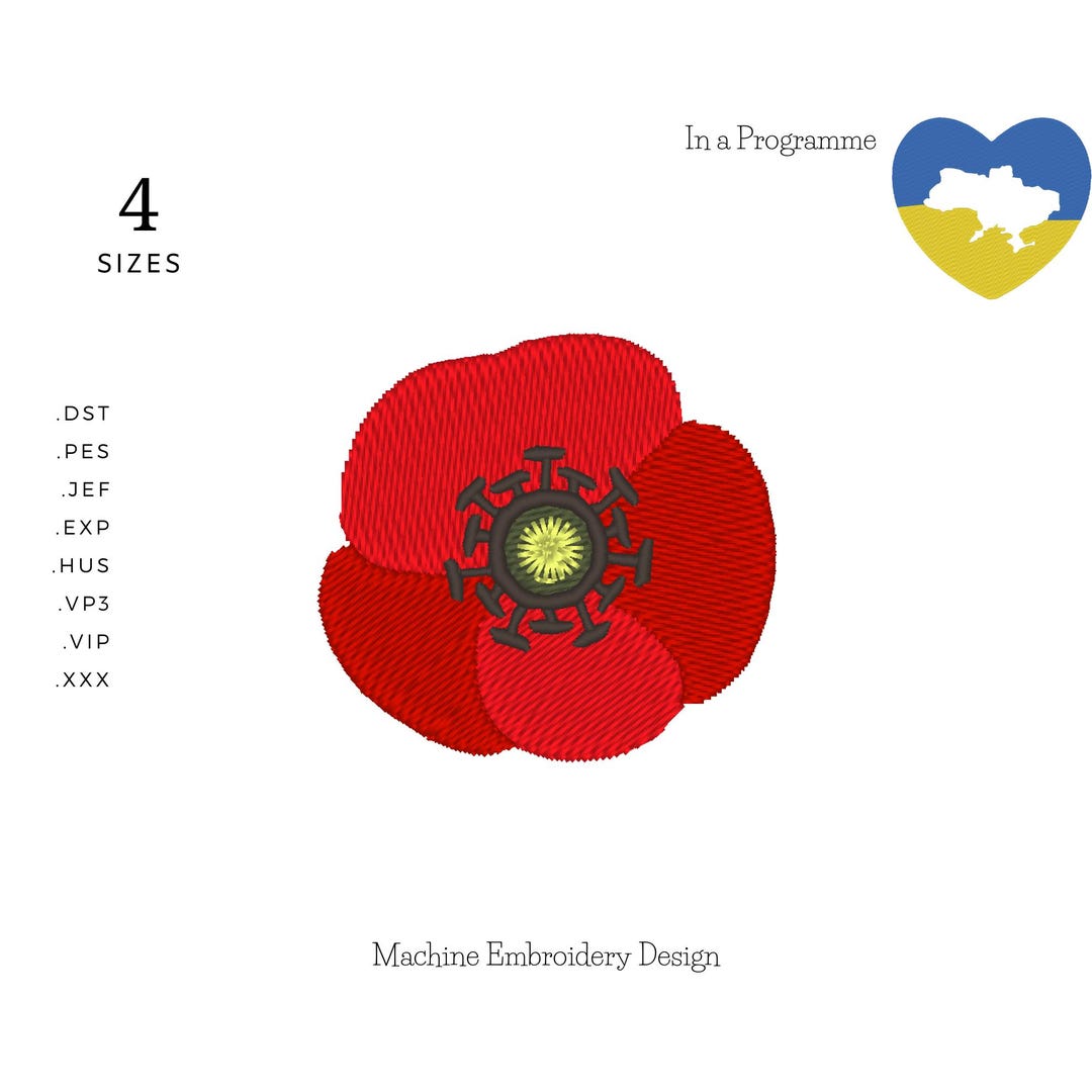 Poppy Machine Embroidery Design Poppy Logo Embroidery Design 4 Sizes ...
