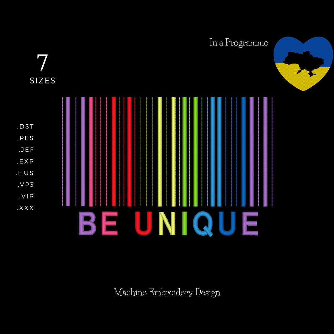Rainbow Barcode Machine Embroidery Design - Be Unique Embroidery Design ...