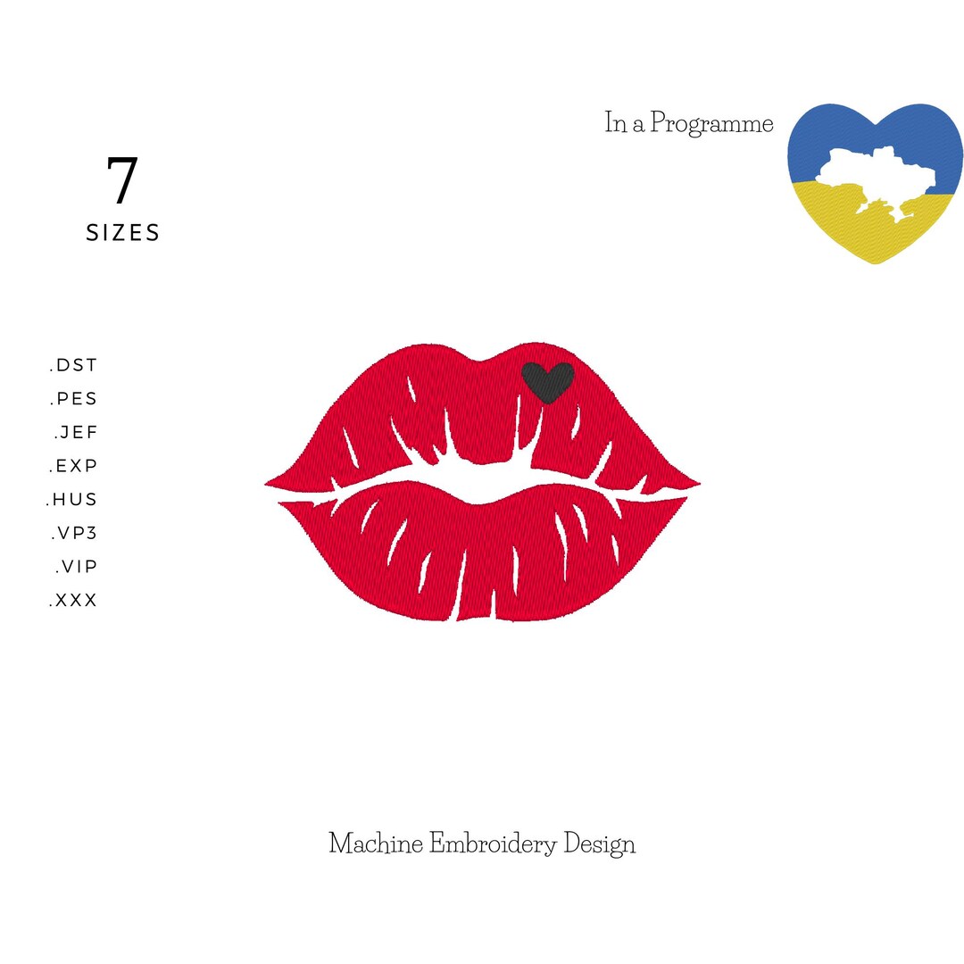 Kiss Mark Machine Embroidery Design - Lips Embroidery Design - Kiss ...