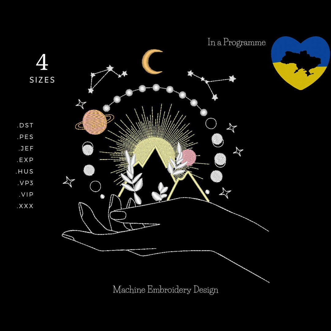 Space in a Hand Machine Embroidery Design - Solar System Embroidery ...