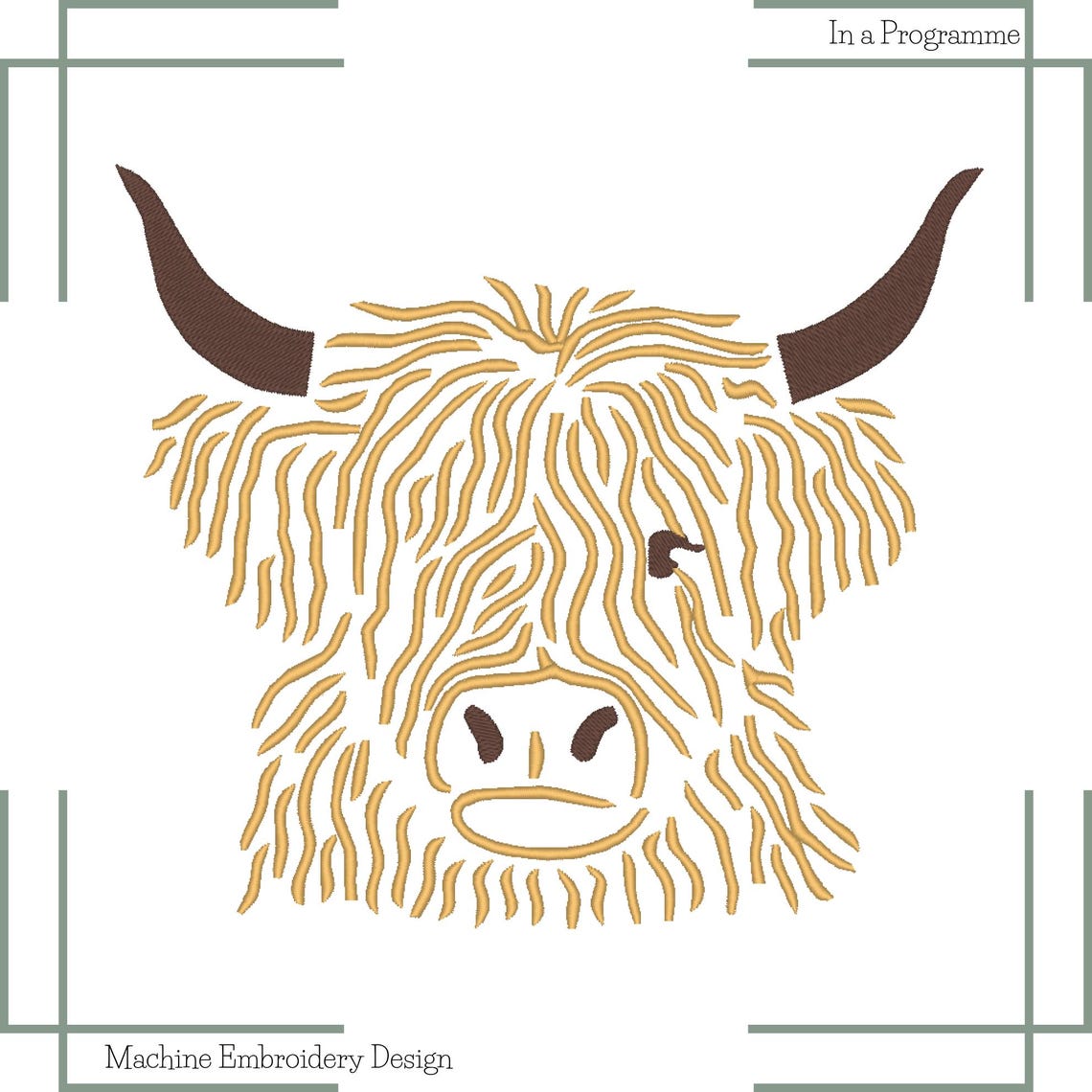 Highland Cow Machine Embroidery Design - Highland Cattle Embroidery ...